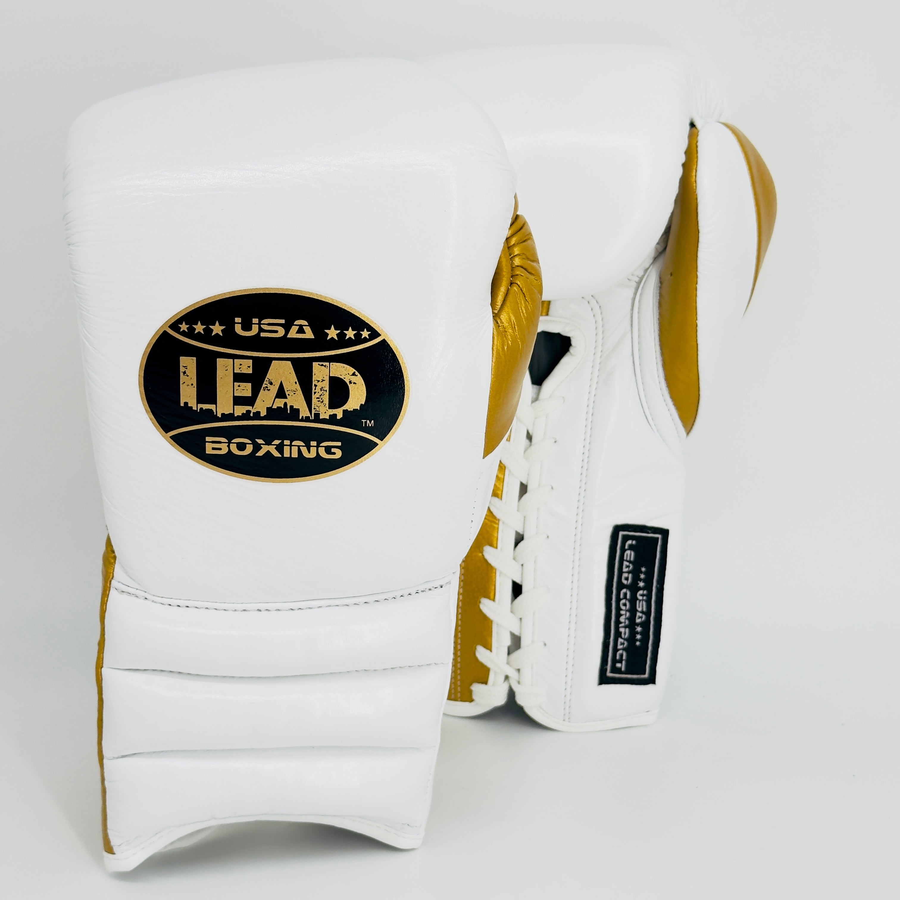 LEAD COMPACT Gloves ( White-Gold ) – Leaders Boxing USA